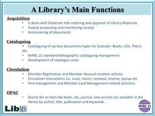 presentation on MARC21 Standard Bibliography for LibMS | PPTX