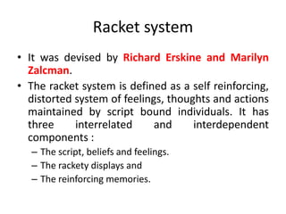 Racket analysis - Transactional Analysis - Manu Melwin Joy | PPTX