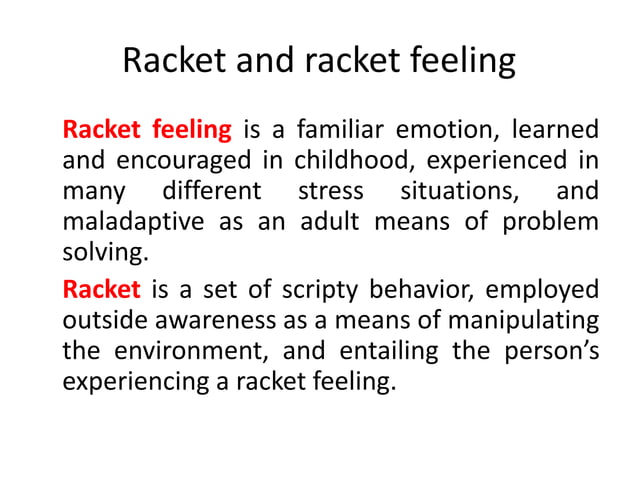 Racket analysis - Transactional Analysis - Manu Melwin Joy | PPTX ...