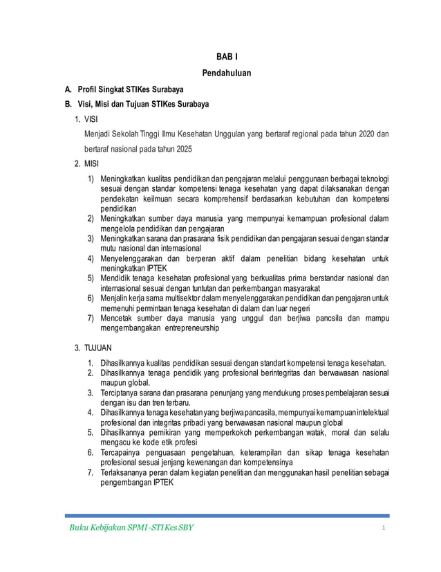 Buku kebijakan spmi stikes sby | PDF