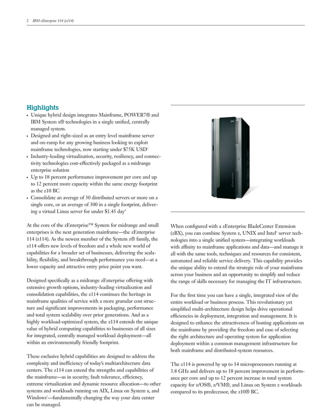 IBM zEnterprise 114 (z114) | PDF