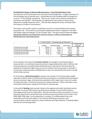 The Surprising Technology Economics of Mainframe vs. Distributed ...