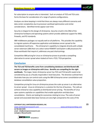 TCA/TCO Benefits of Consolidating Databases and x86 Servers on IBM ...