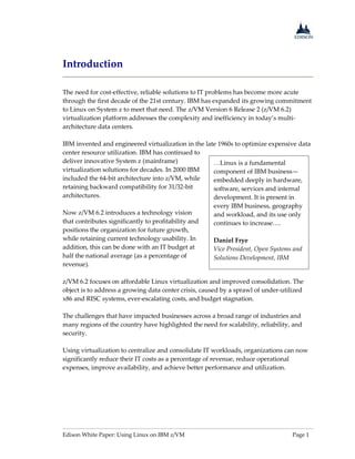 Using Linux on z/VM to Meet the Challenges of the 21st Century | PDF