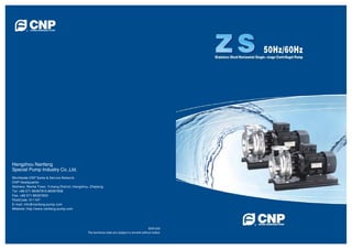 Zs stainless steel horizontal single stage centrifugal pump | PDF