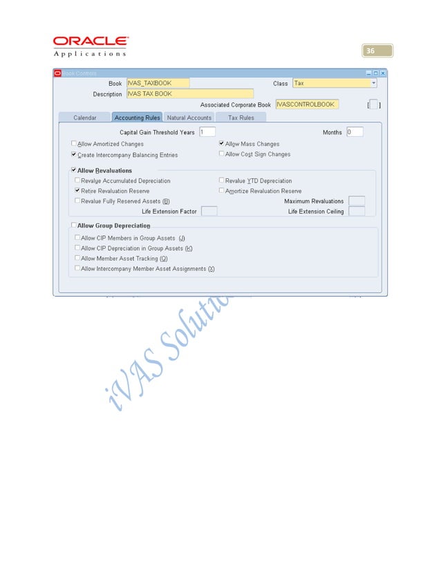 Oracle Fixed assets ivas