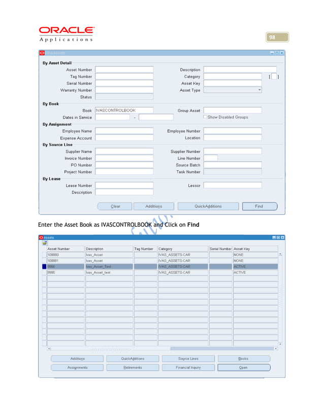 Oracle Fixed Assets Ivas