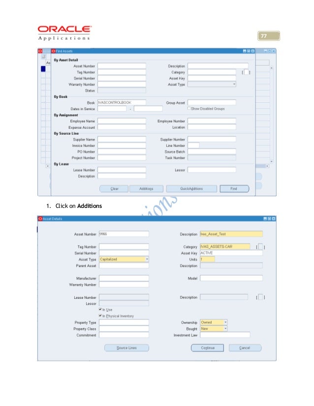Oracle Fixed assets ivas