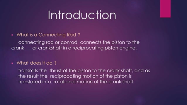 Design and Construction of a Connecting rod | PPSX