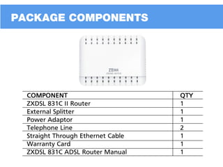 ZTE ZXDSL 831C Router Configuration Guide | PDF