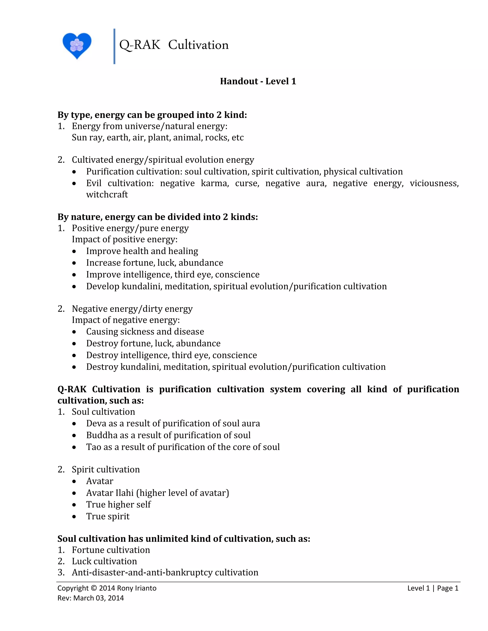 Reiki Handout level 1 | PDF