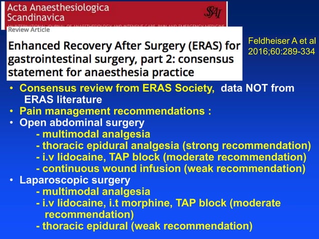 Fast-track surgery - the role of the anaesthesiologist in ERAS | PPTX ...