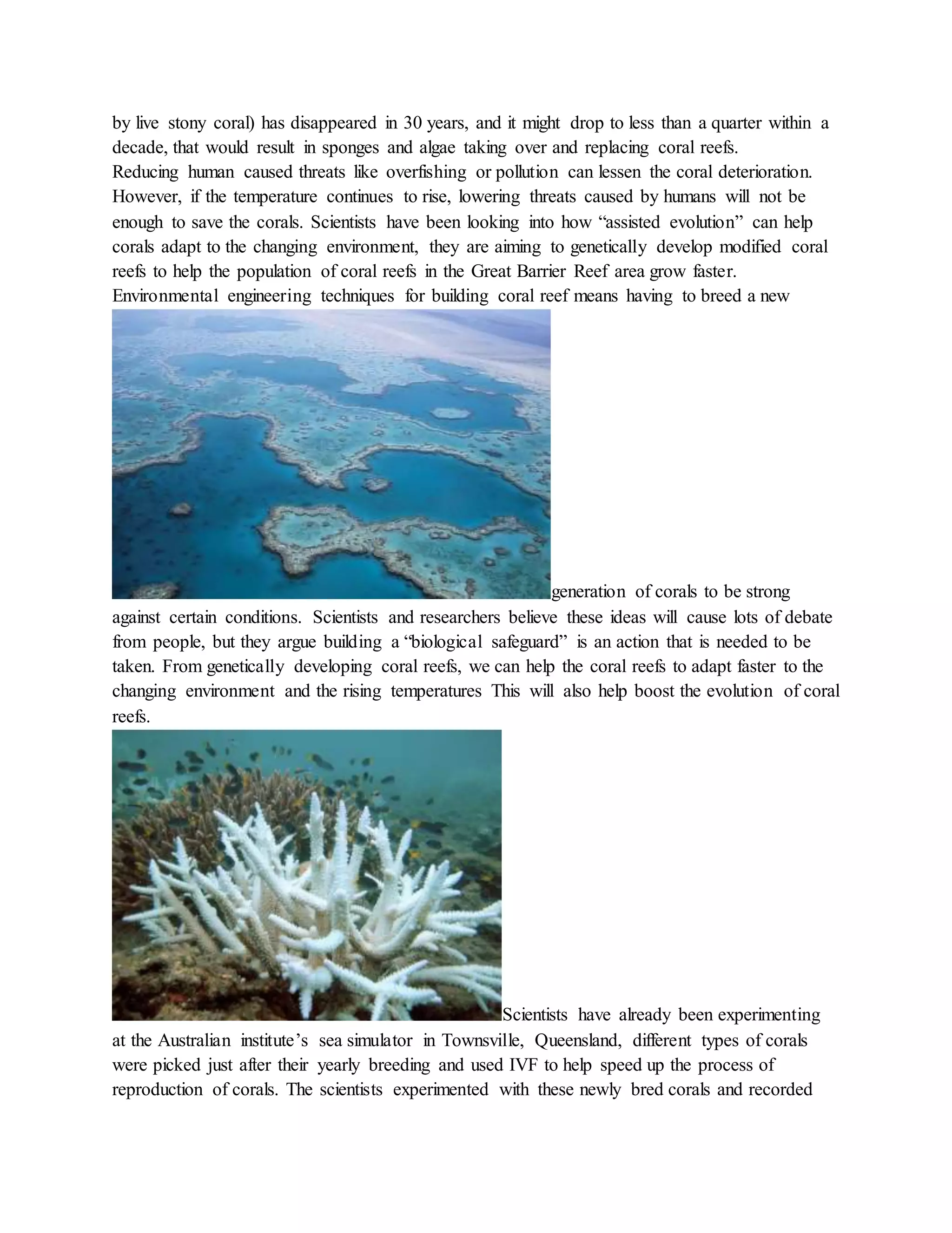 Genetically Developed Corals to Save The Great Barrier Reef | DOCX