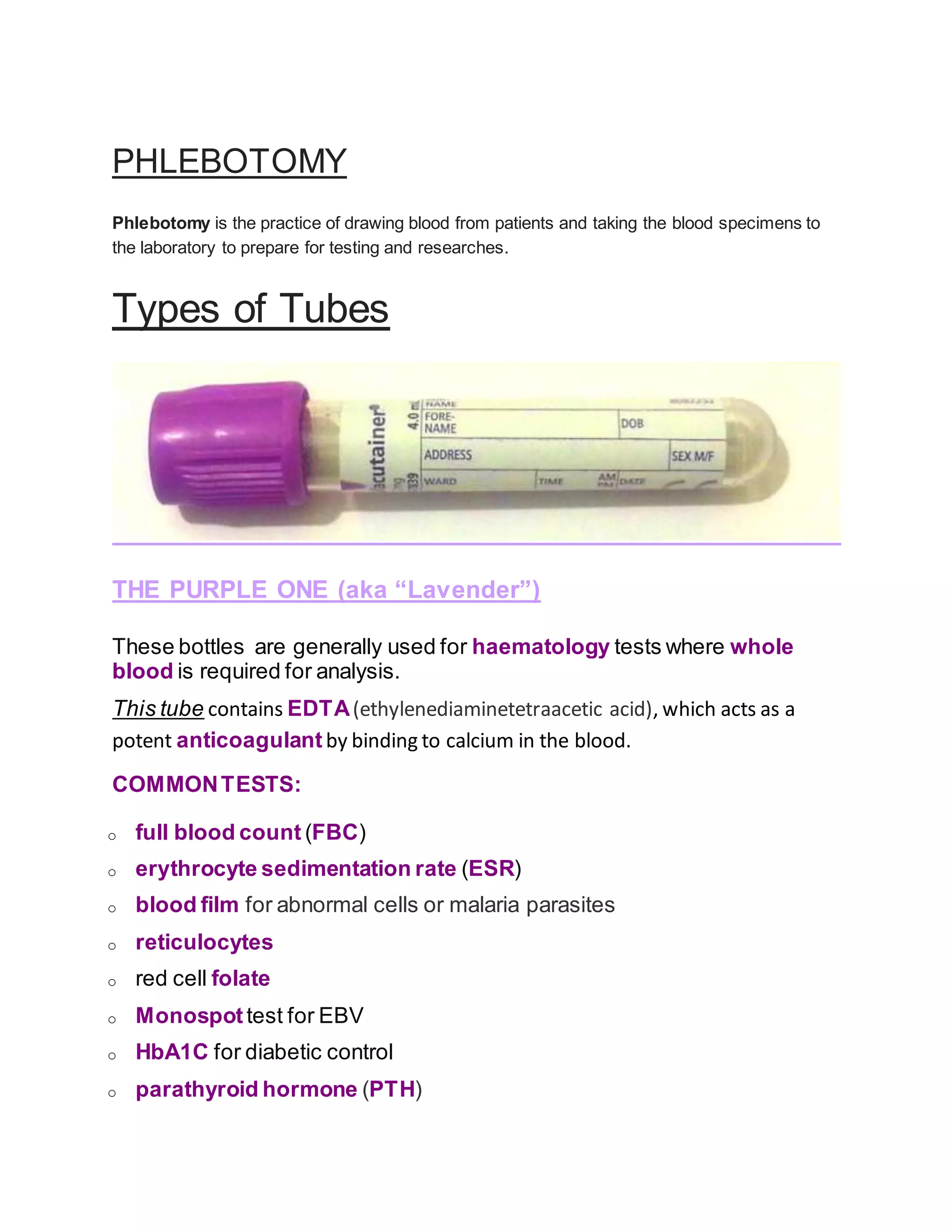 Blood collection tube with color heads | DOCX