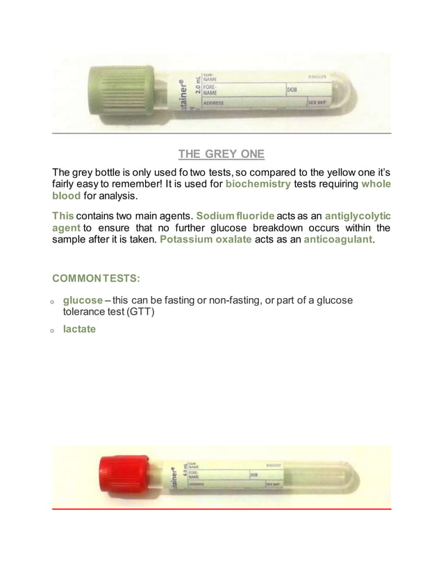 Blood collection tube with color heads | DOCX | Blood Disorders ...