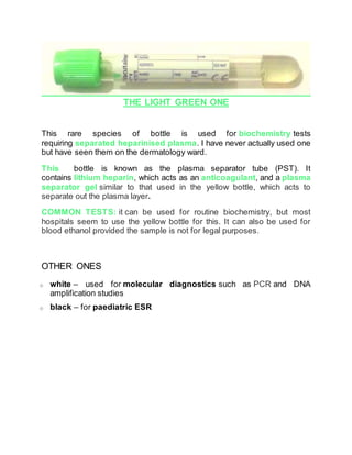 Blood Testing Tubes Guide Chart