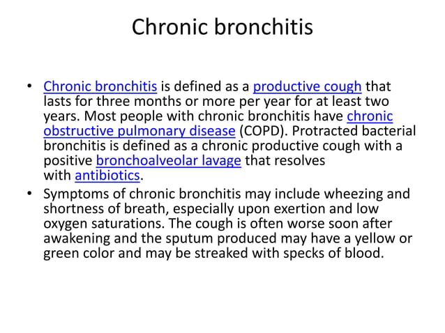 bronchitis - CHRONIC BRONCHITIS | PPTX | Lung and Respiratory Health | Diseases and Conditions