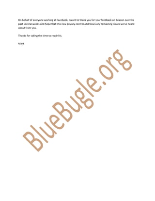 Zuckerburg about beacon | PDF