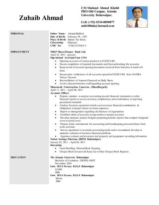 Zuhaib ahmad | DOCX | Business Accounting & Finance | Business