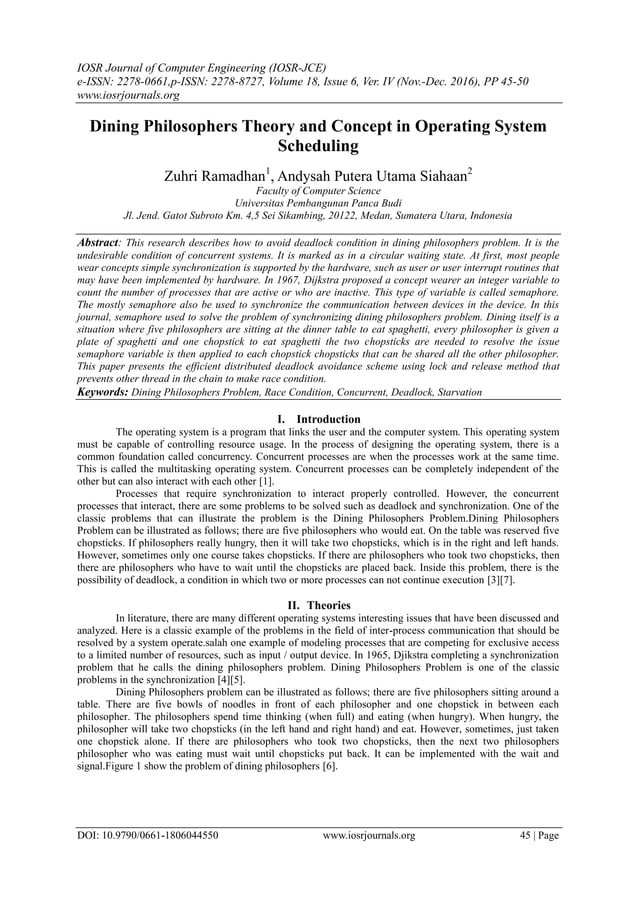 Zuhri ramadhan dining philosophers theory and concept in operating system | PDF