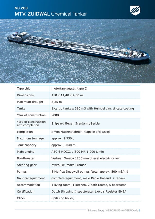 Zuidwal Chemical Tanker Shipyard Begej | PDF | Cruises | Travel Type