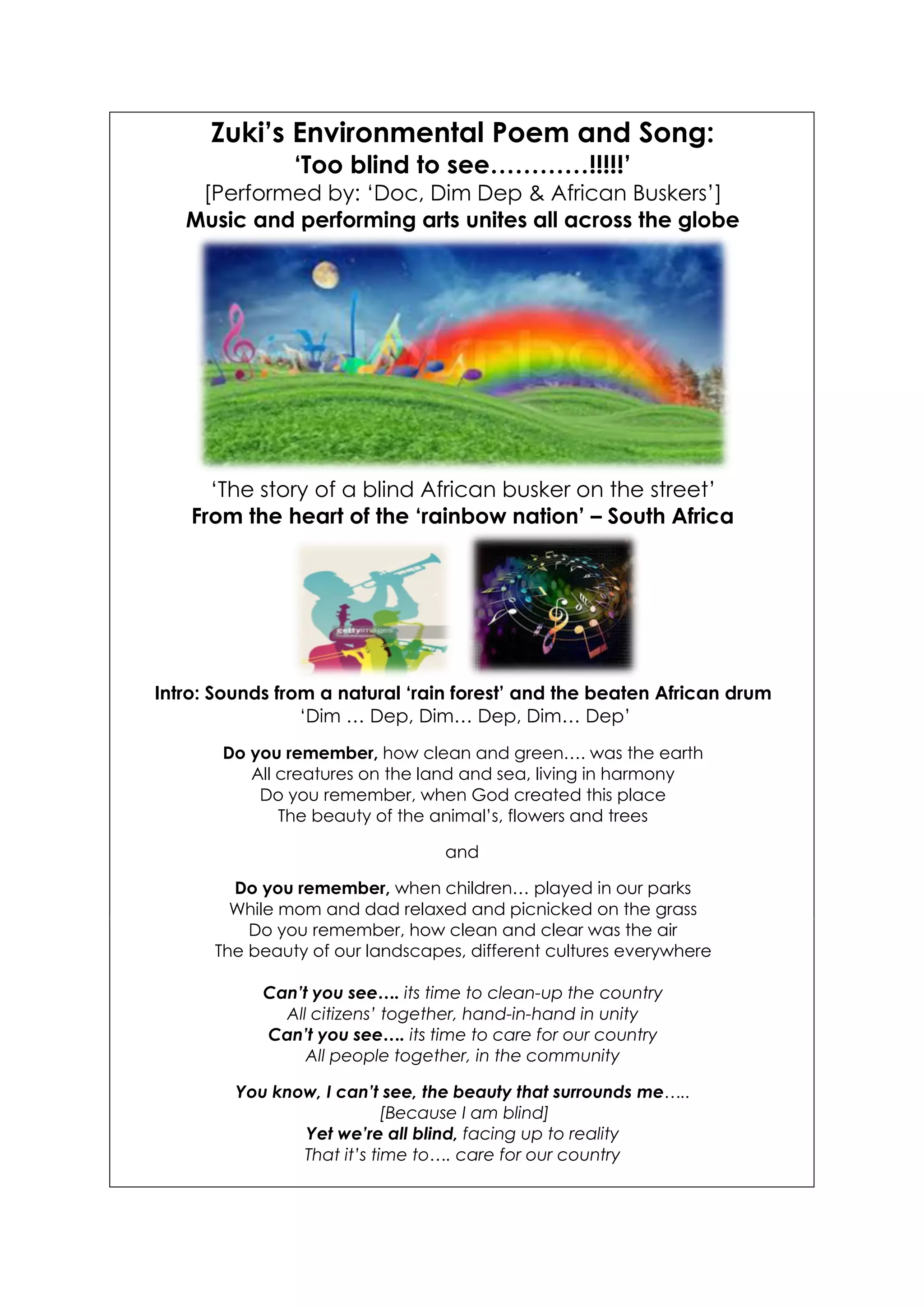 Zuki's poem and song for the environment | PDF