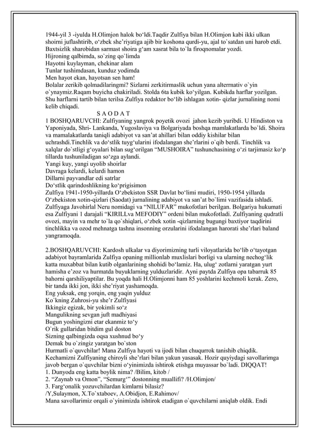 Tadbir: Zulfiya | DOC