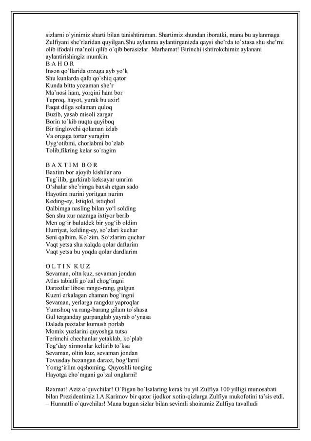 Tadbir: Zulfiya | DOC