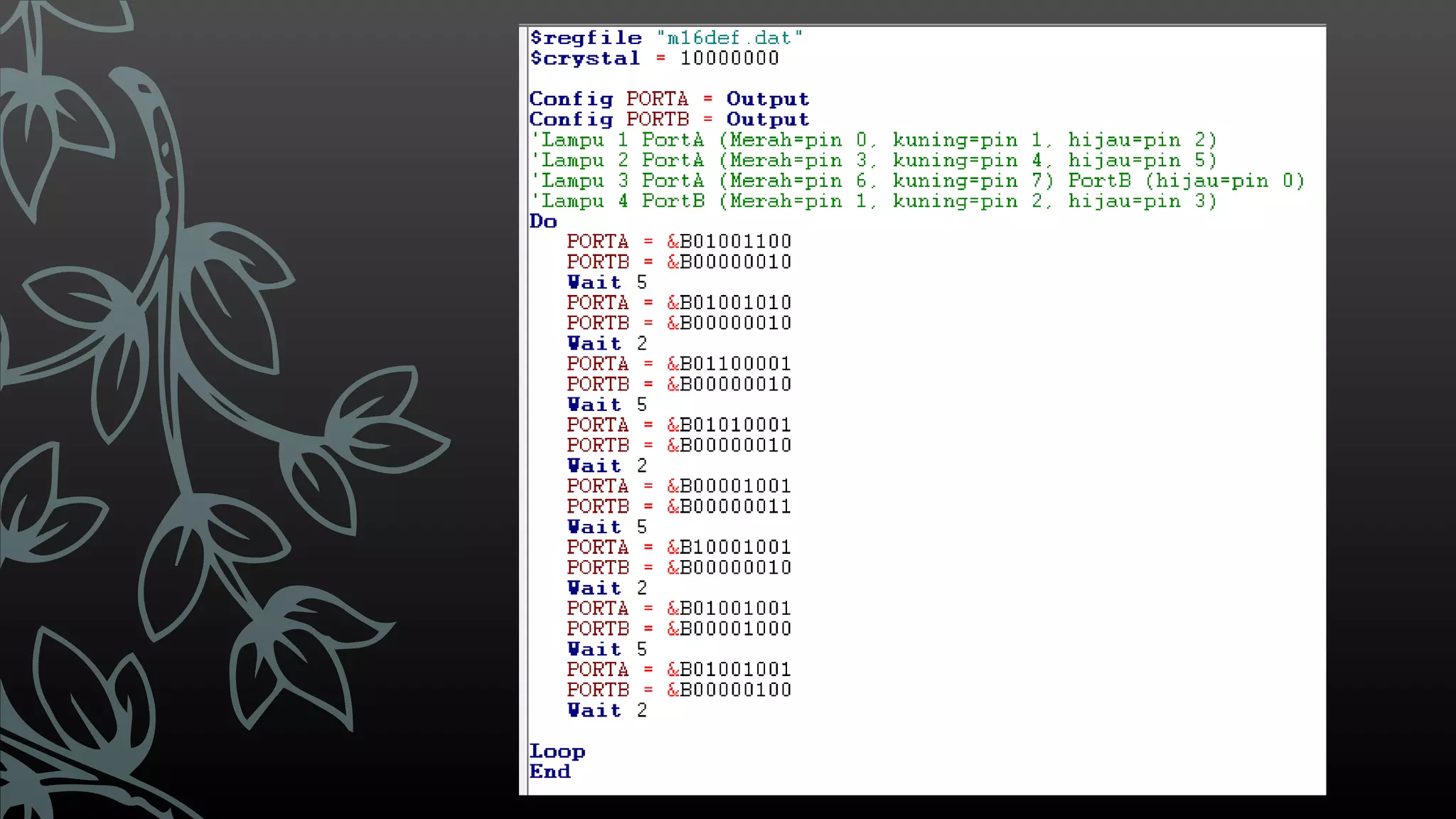 Rancang Traffic Light Menggunakan Mikrokontroler Atmega16 | PPTX