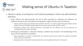 Solidarity and Taxation: the Ubuntu approach in South Africa | PPTX