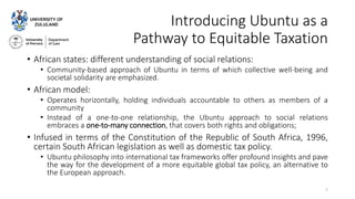 Solidarity and Taxation: the Ubuntu approach in South Africa | PPTX