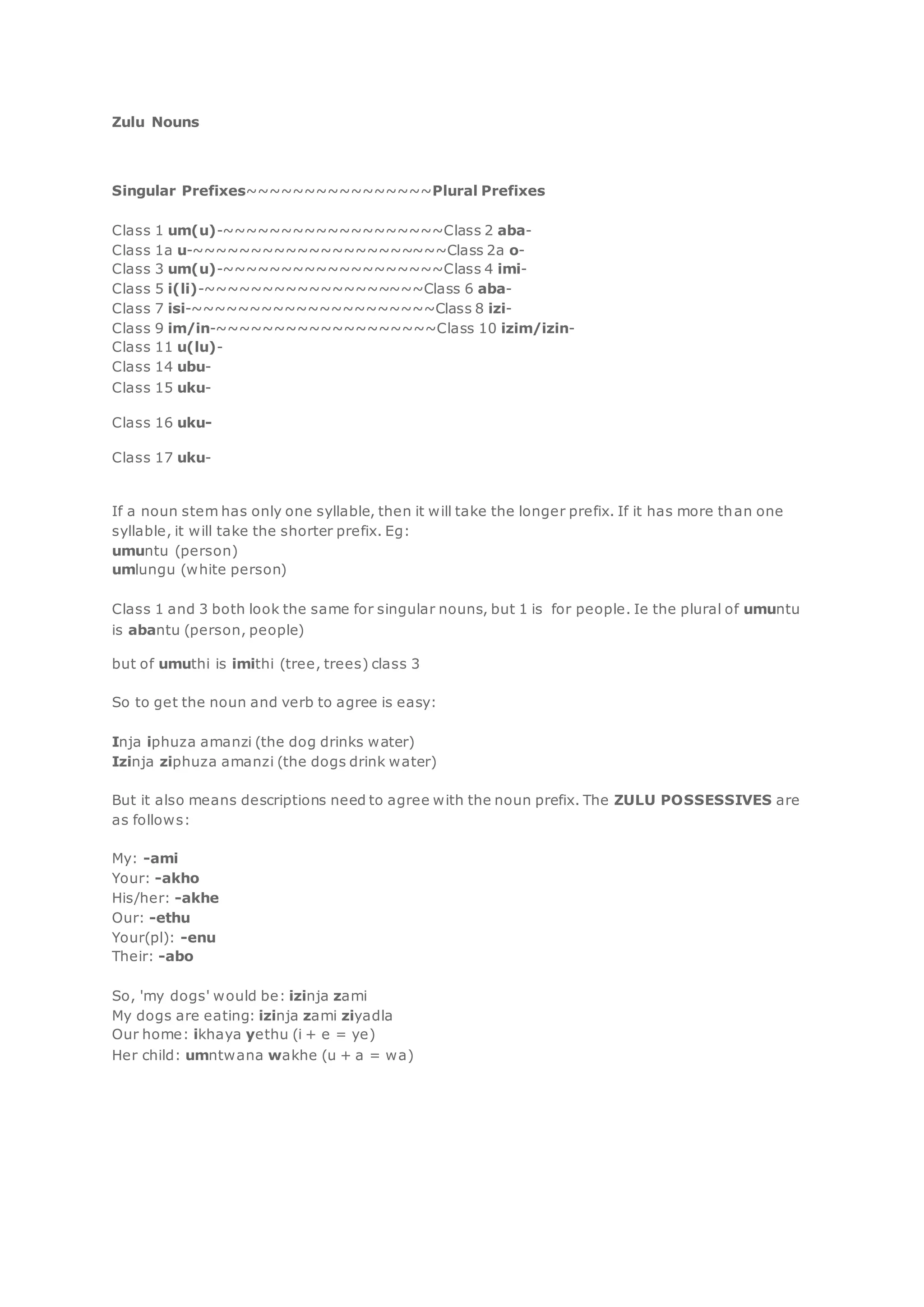 Zulu nouns | DOCX
