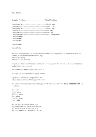 Zulu nouns | DOCX