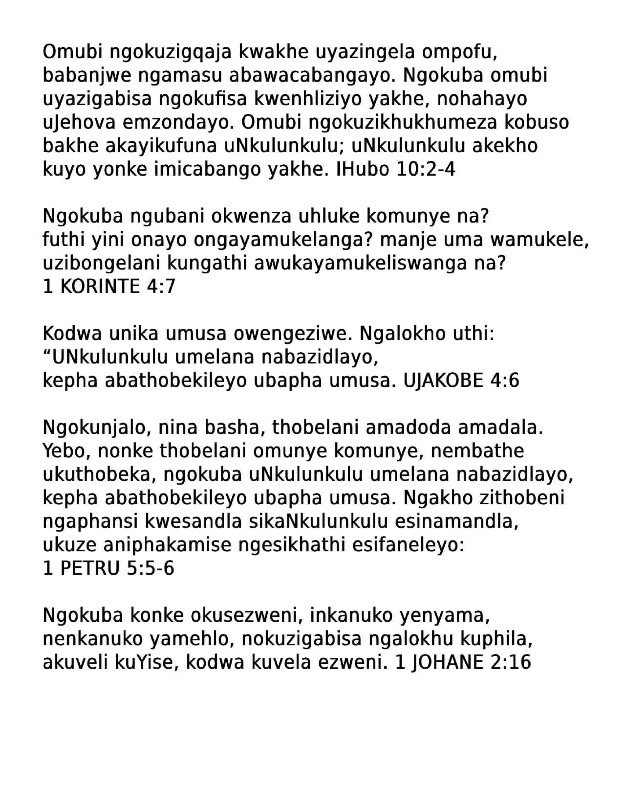 Zulu Pride and Humility Tract.pdf | Christianity | Religion & Spirituality