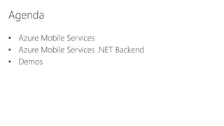 Azure Mobile Services .NET Backend | PPSX | Web Development | Internet