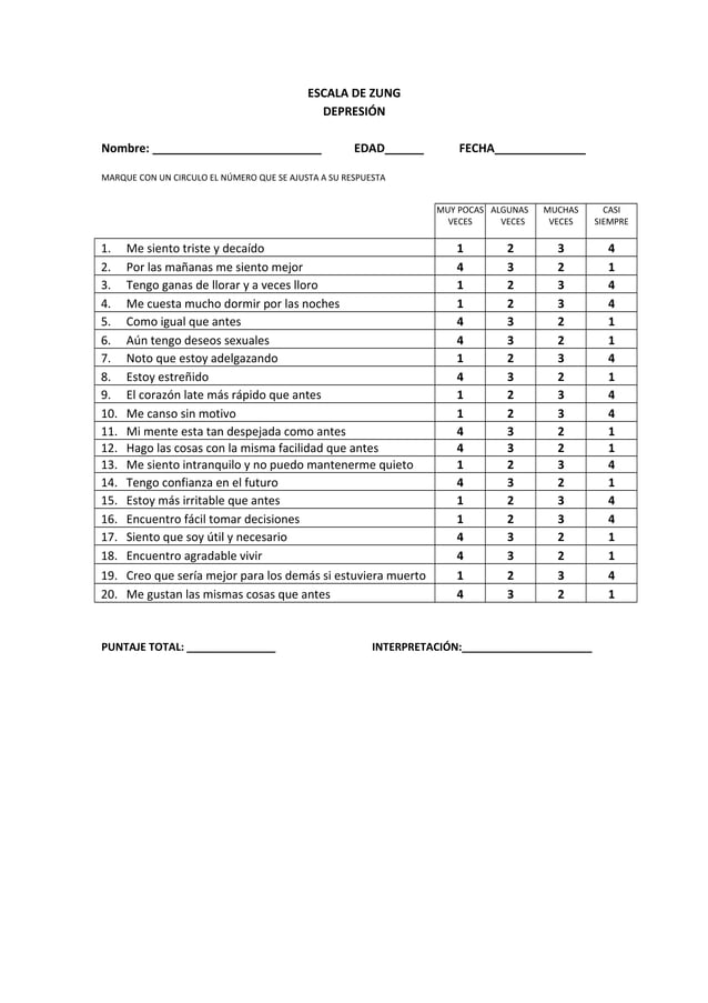Zung ansiedad, depresion, orientacion vocacional | DOC