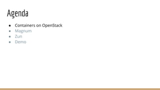 Zun presentation (OpenStack Barcelona summit) | PPT