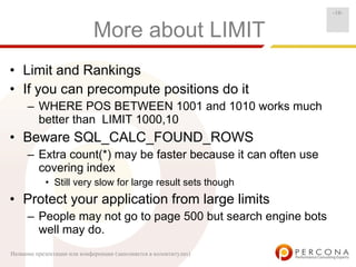 Zurich2007 MySQL Query Optimization | PPT