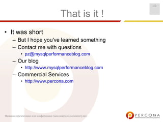 Zurich2007 MySQL Query Optimization | PPT