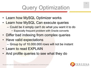 Zurich2007 MySQL Query Optimization | PPT