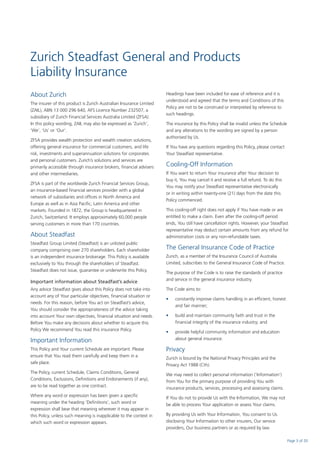 Zurich Liability PDS (Product Disclosure Statement / Policy Wording) | PDF