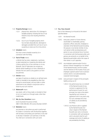 Zurich Liability PDS (Product Disclosure Statement / Policy Wording) | PDF