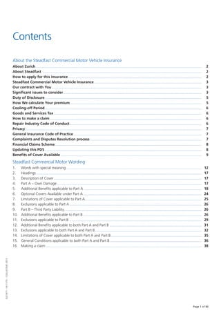 Zurich Steadfast Commercial Motor Insurance PDS | PDF