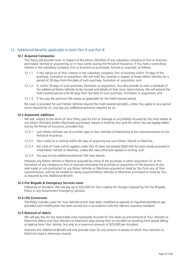 Zurich Steadfast Commercial Motor Insurance PDS | PDF