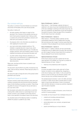 Zurich Taxi Insurance PDS (Product Disclosure Statement / Policy ...