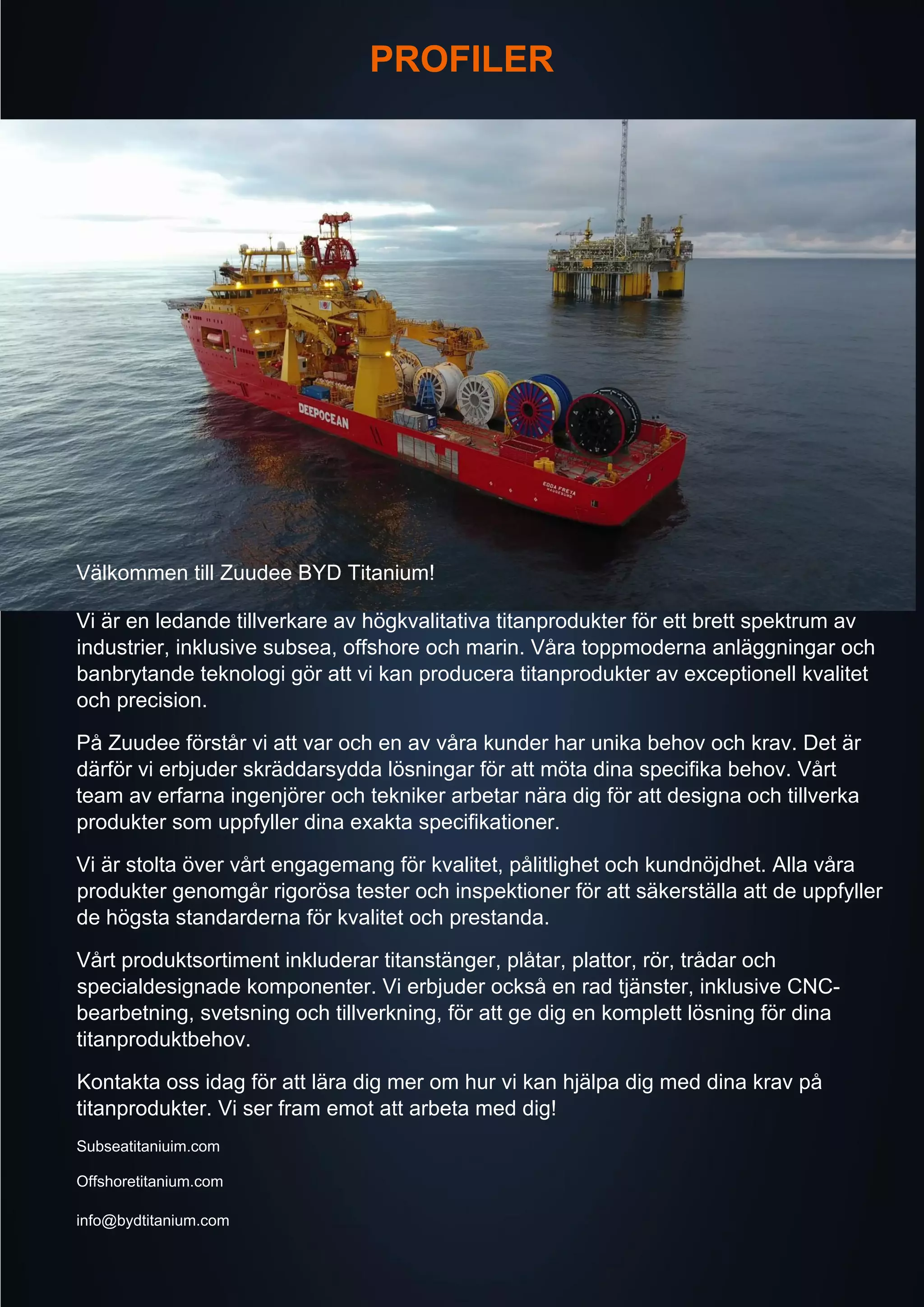 Zuudee BYD Titan skräddarsydda produkter broschyr för undervattens- och ...