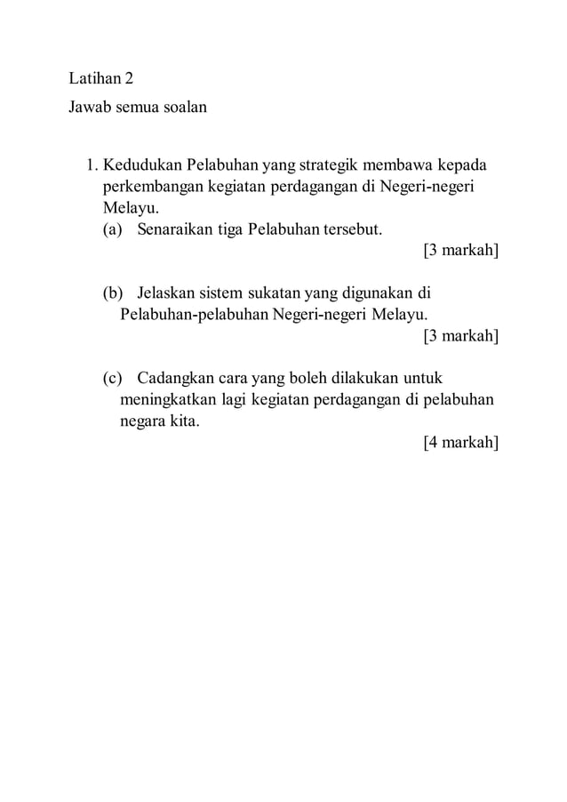 soalan sejarah bahagian c (esei) tingkatan 3 | DOCX