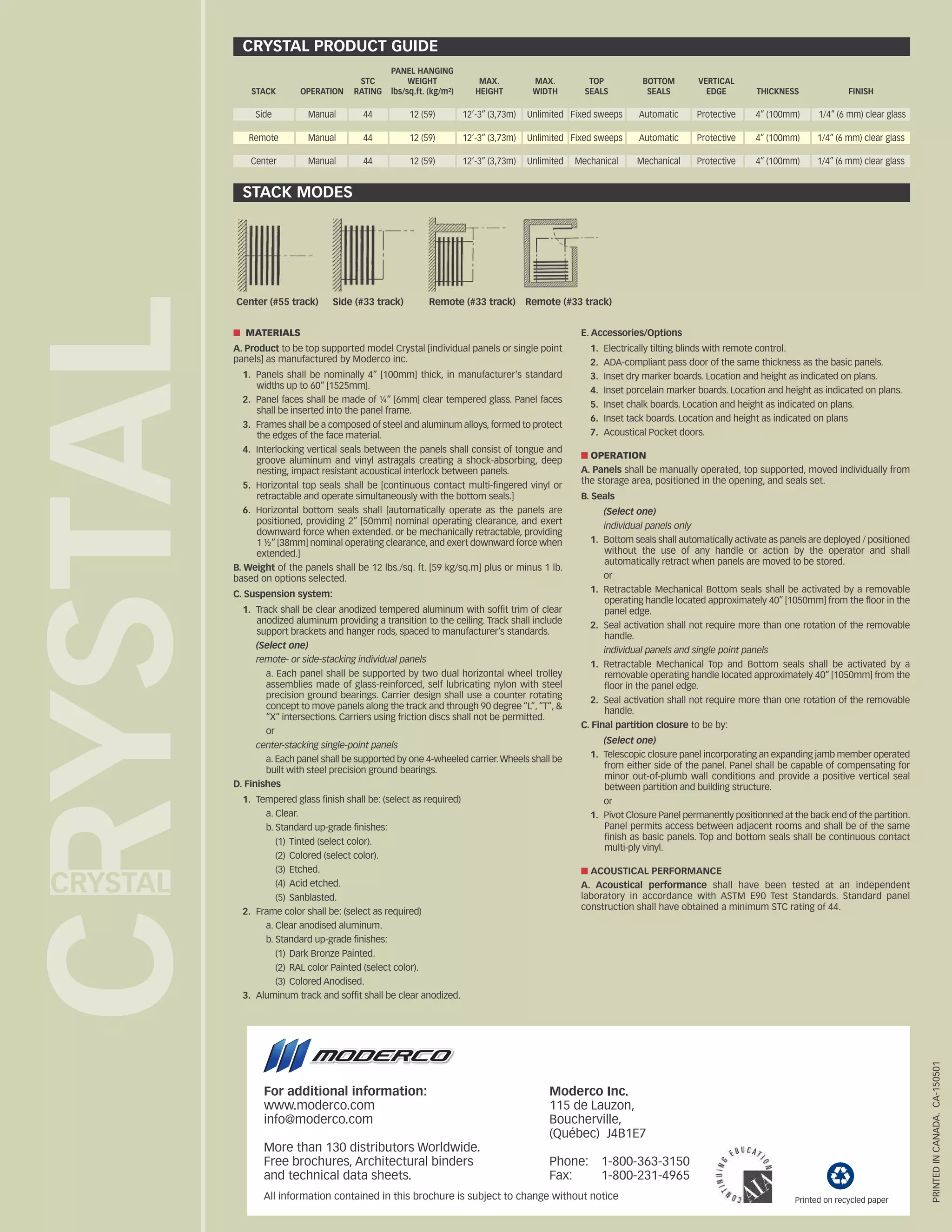 Moderco Crystal Glass Walls - 44 STC | PDF