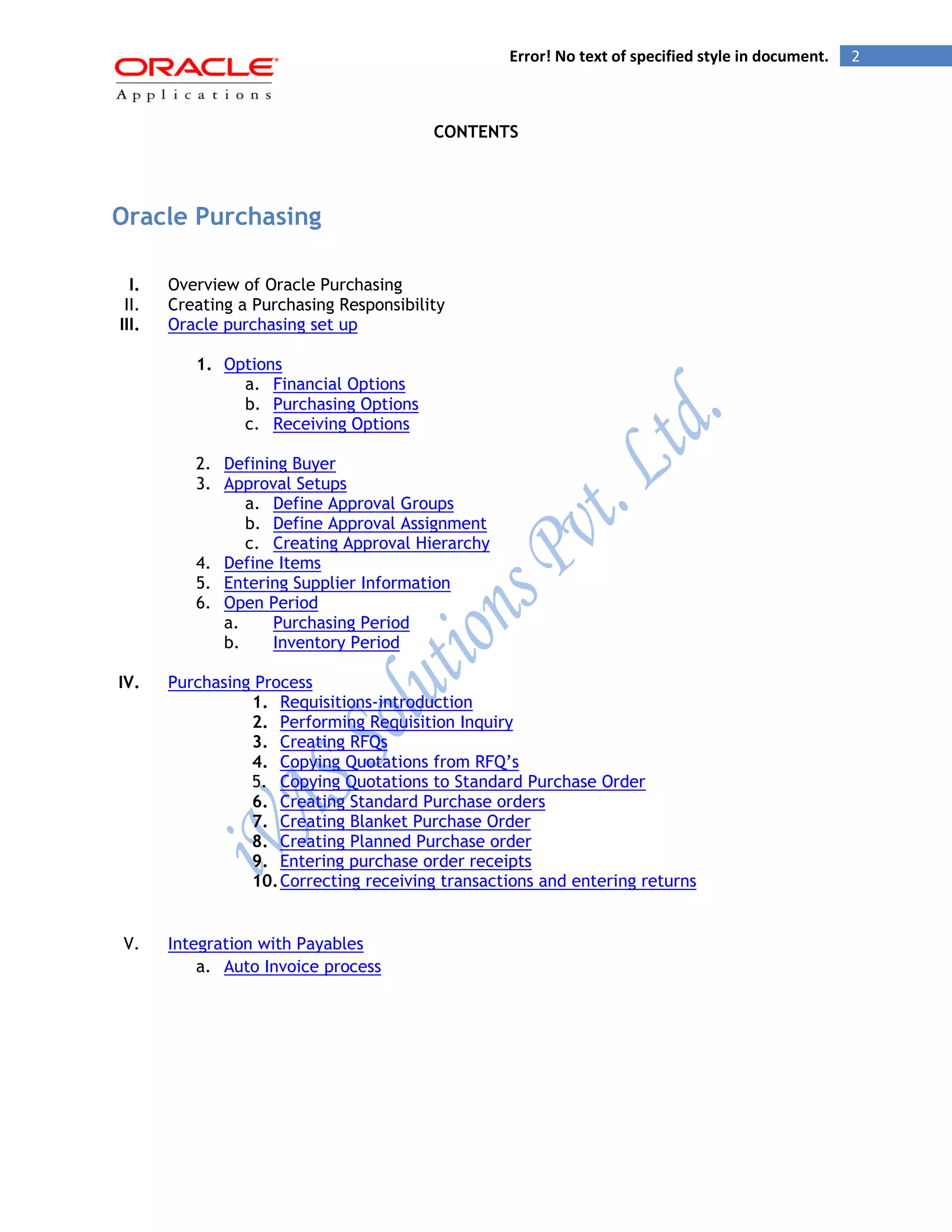 Oracle Purchasing ivas | PDF