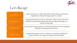 Personal.narrative.memoir JTCC | PPT